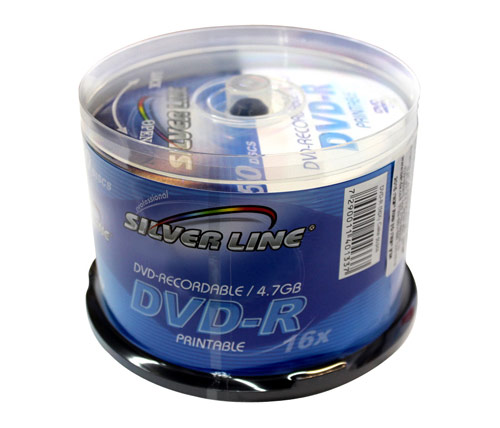 דיסקים לצריבה 50 Silver Line DVD-R Printable 4.7GB 16X Cake - אייבורי ...