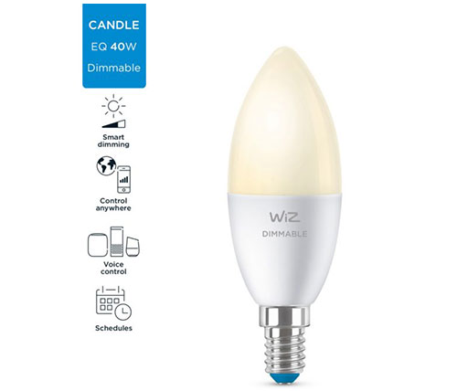 נורת לד חכמה Wiz Candle C37 E14 4.9W הניתנת לשליטה מהסמארטפון / טאבלט ...