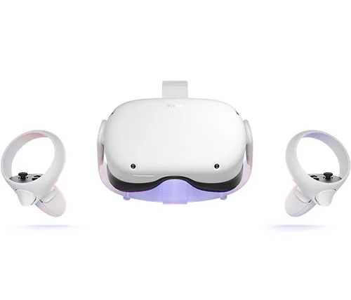 משקפי מציאות מדומה Oculus Quest 2 128GB VR וזוג בקרים - אייבורי מחשבים וסלולר