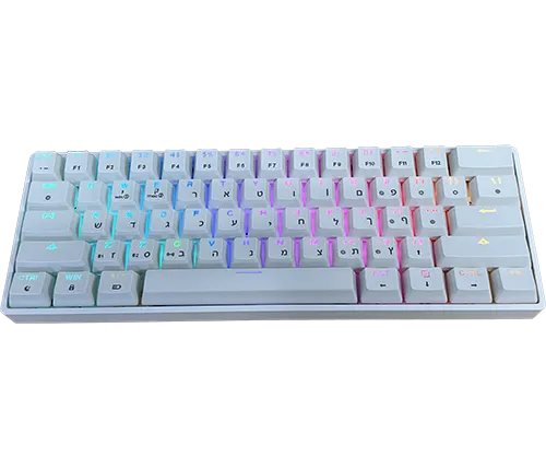 מקלדת גיימינג אלחוטית מכנית GK62 USB+Bluetooth בצבע לבן, סוויץ' Gateron ...