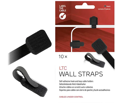 רצועות סקוטש עם דבק דו-צדדי Label The Cable Wall Straps בצבע שחור - 10 ...