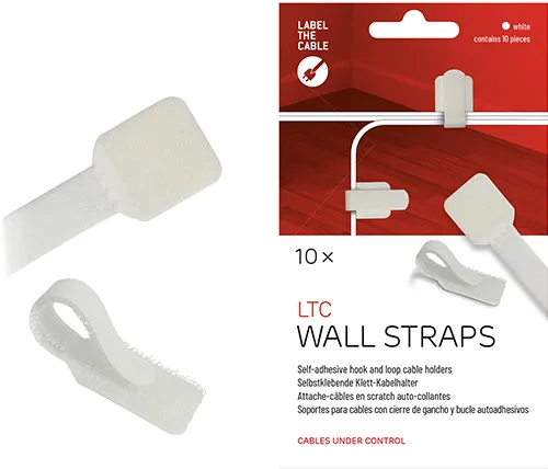רצועות סקוטש עם דבק דו-צדדי Label The Cable Wall Straps בצבע לבן - 10 ...